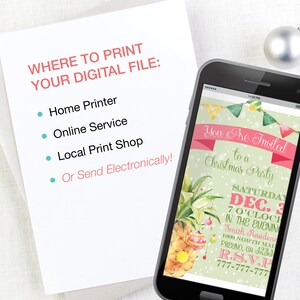 Tropical Christmas Party Invitation, Hawaiian Luau Party Invite ...