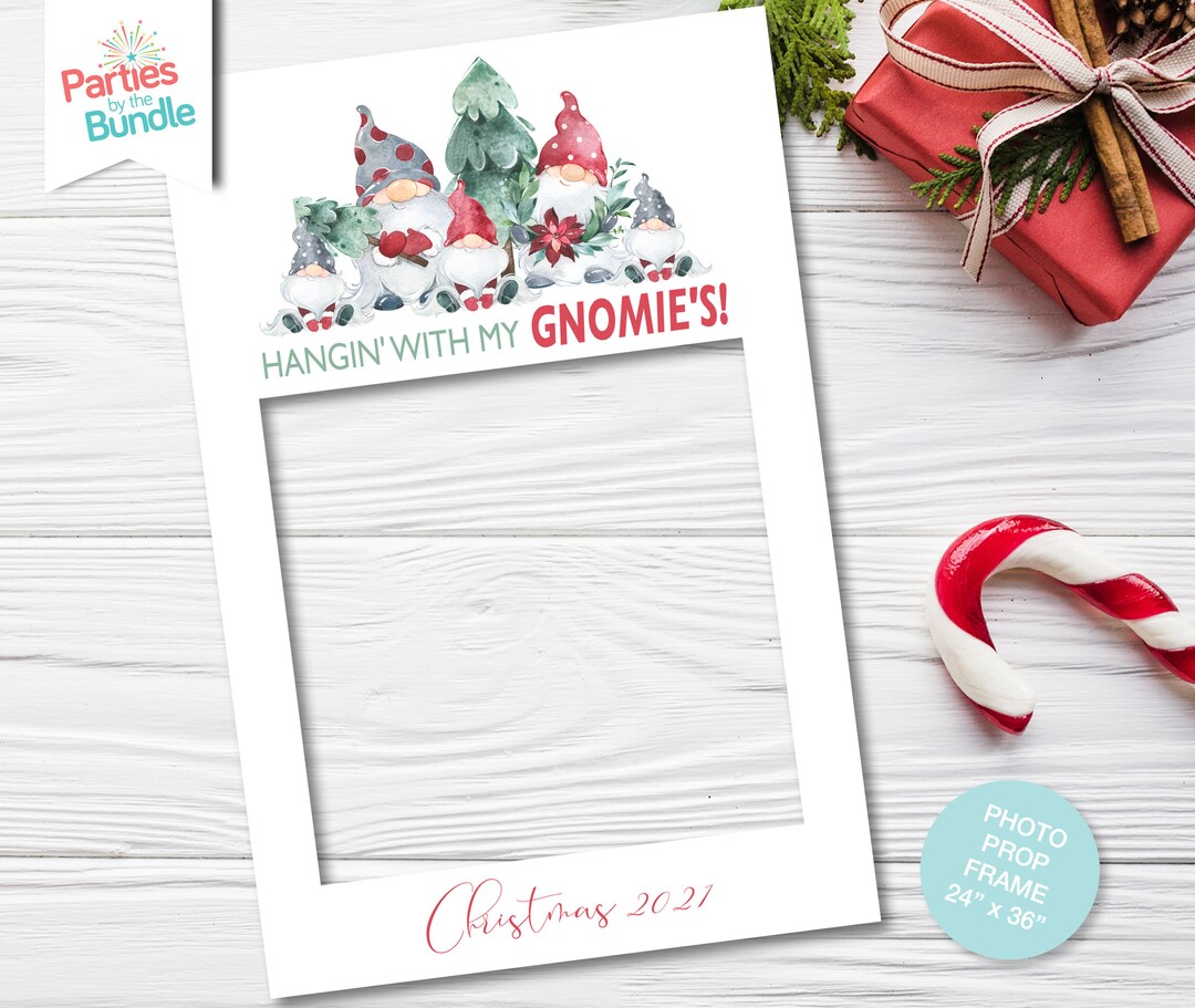 Christmas Photo Prop Frame, Hangin' With My Gnomies, Gnome Photo Booth ...