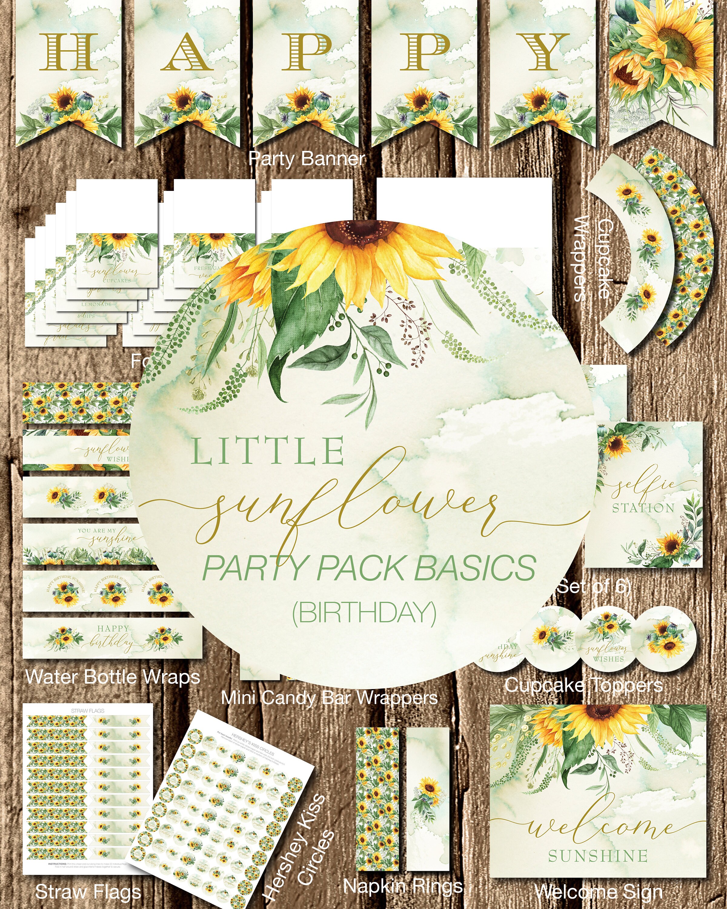 Sunflower Birthday Party Pack Kit Sunflower Printables - Etsy