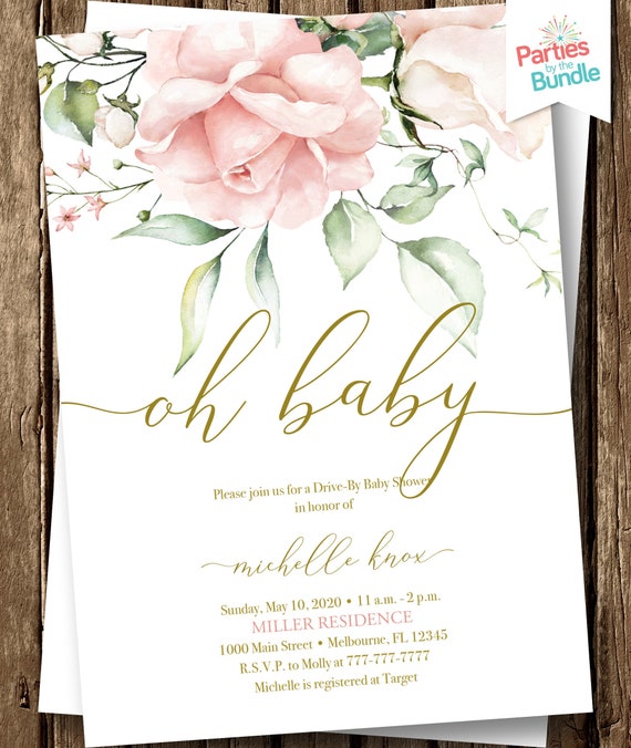 Pink Floral Baby Shower Invitation Garden Shower Invitation | Etsy