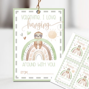 Printable Valentine's Day Gift Tag, Sloth Valentine Favor Tag ...