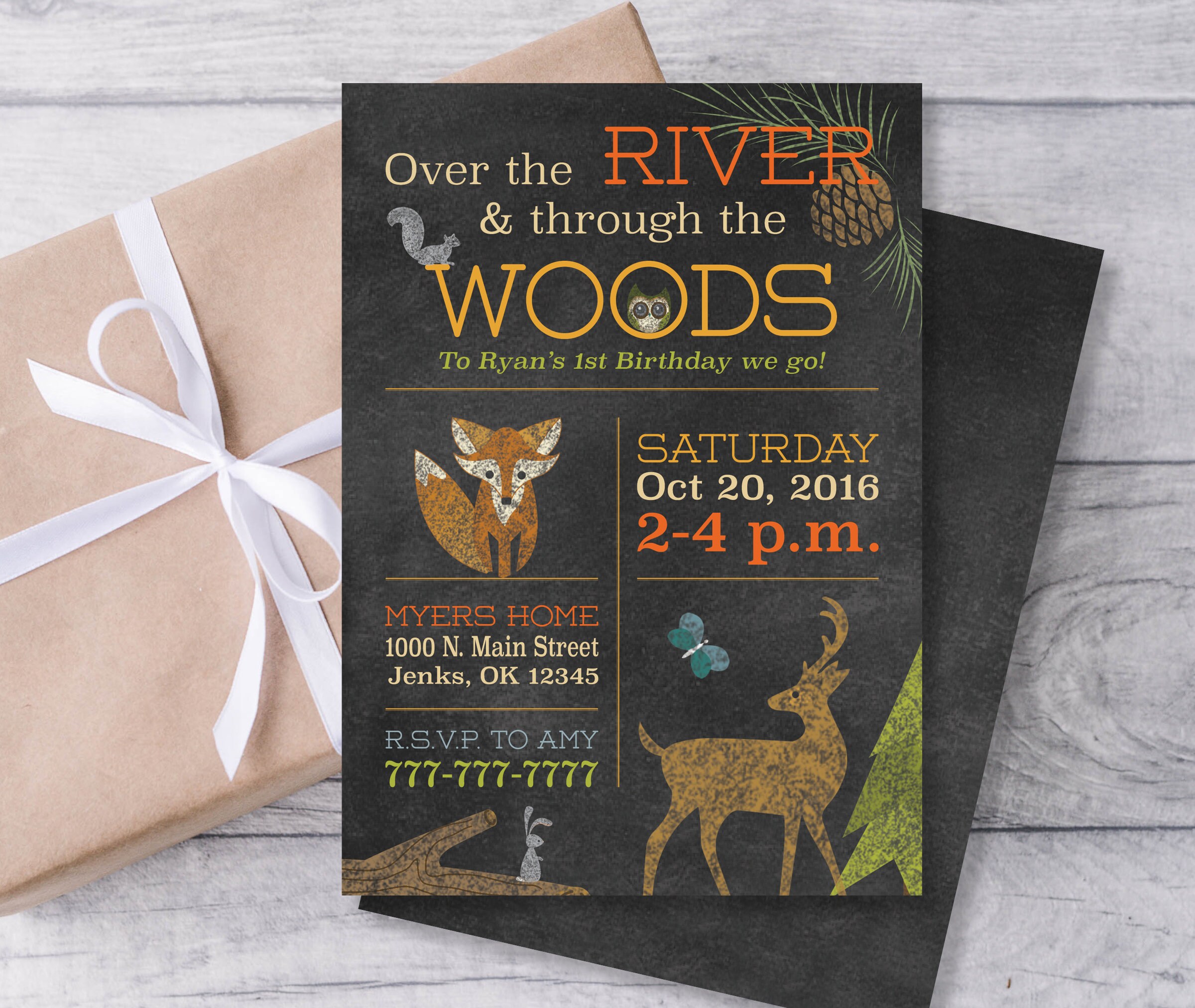 Woodland Birthday Invitation: Rustic Forest Animals (digital File) - Etsy