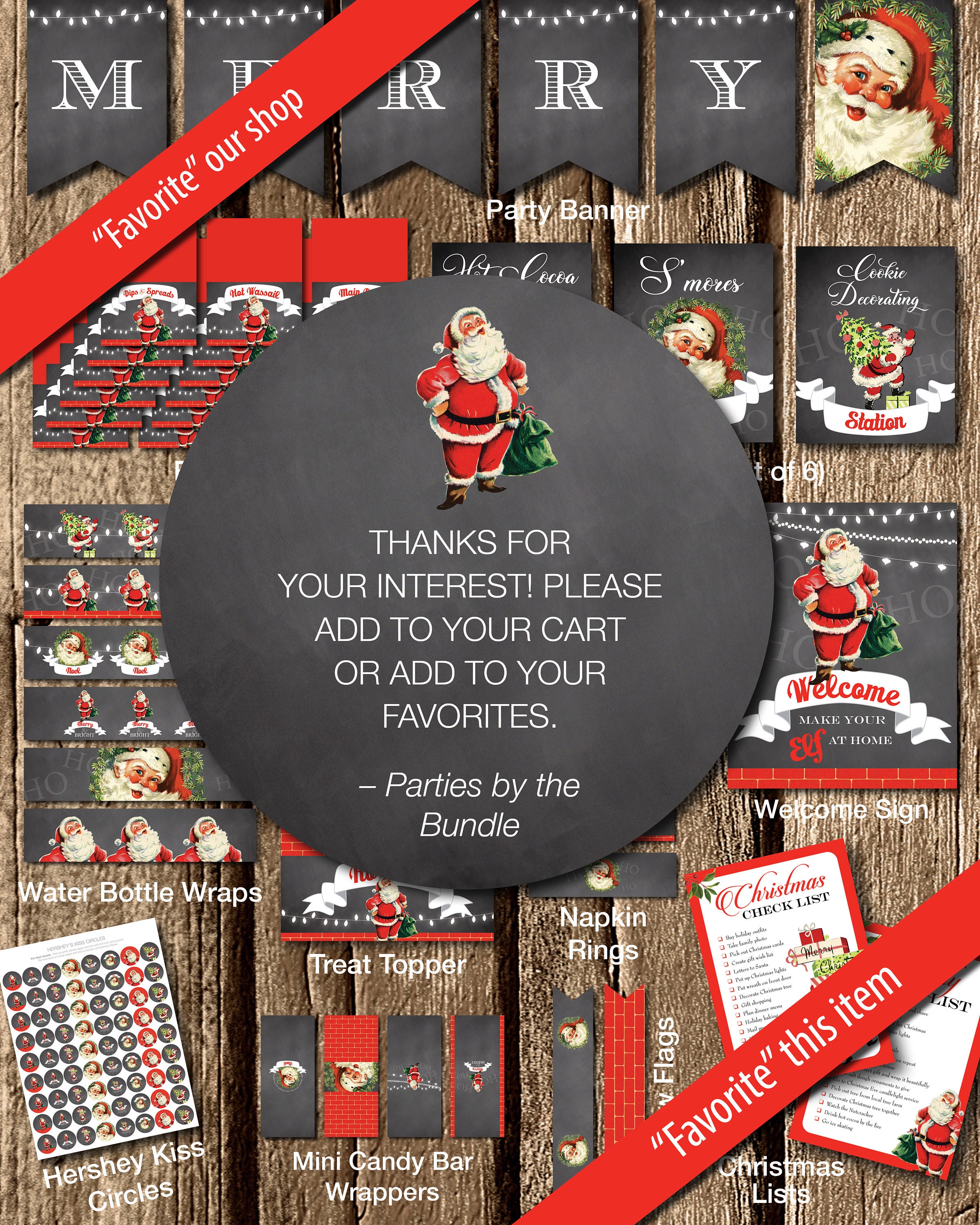Retro Santa Decoration Kit Christmas Printable Party Bundle - Etsy