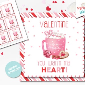Printable Valentine's Day Gift Tag, Valentine's Favor Tag, Hot ...
