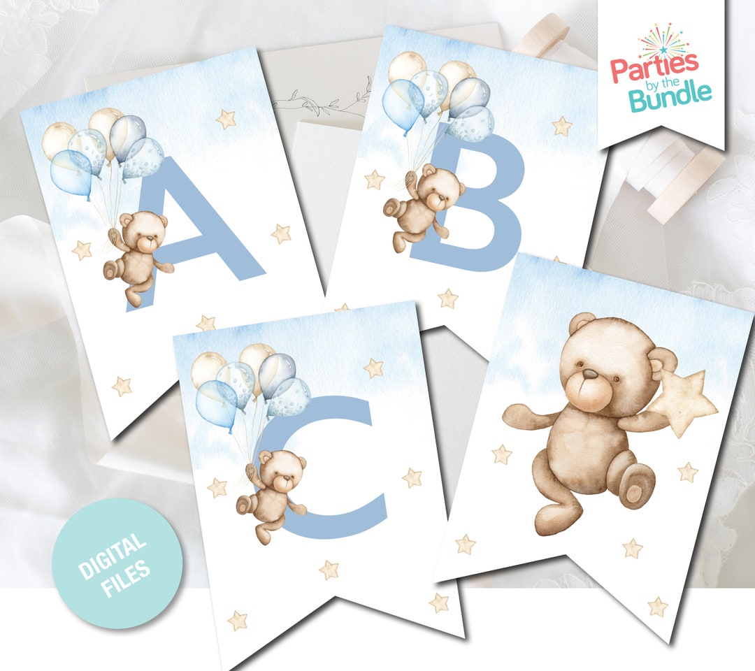 Teddy Bear Party Banner, Banner Bunting, Birthday Party Decorations ...