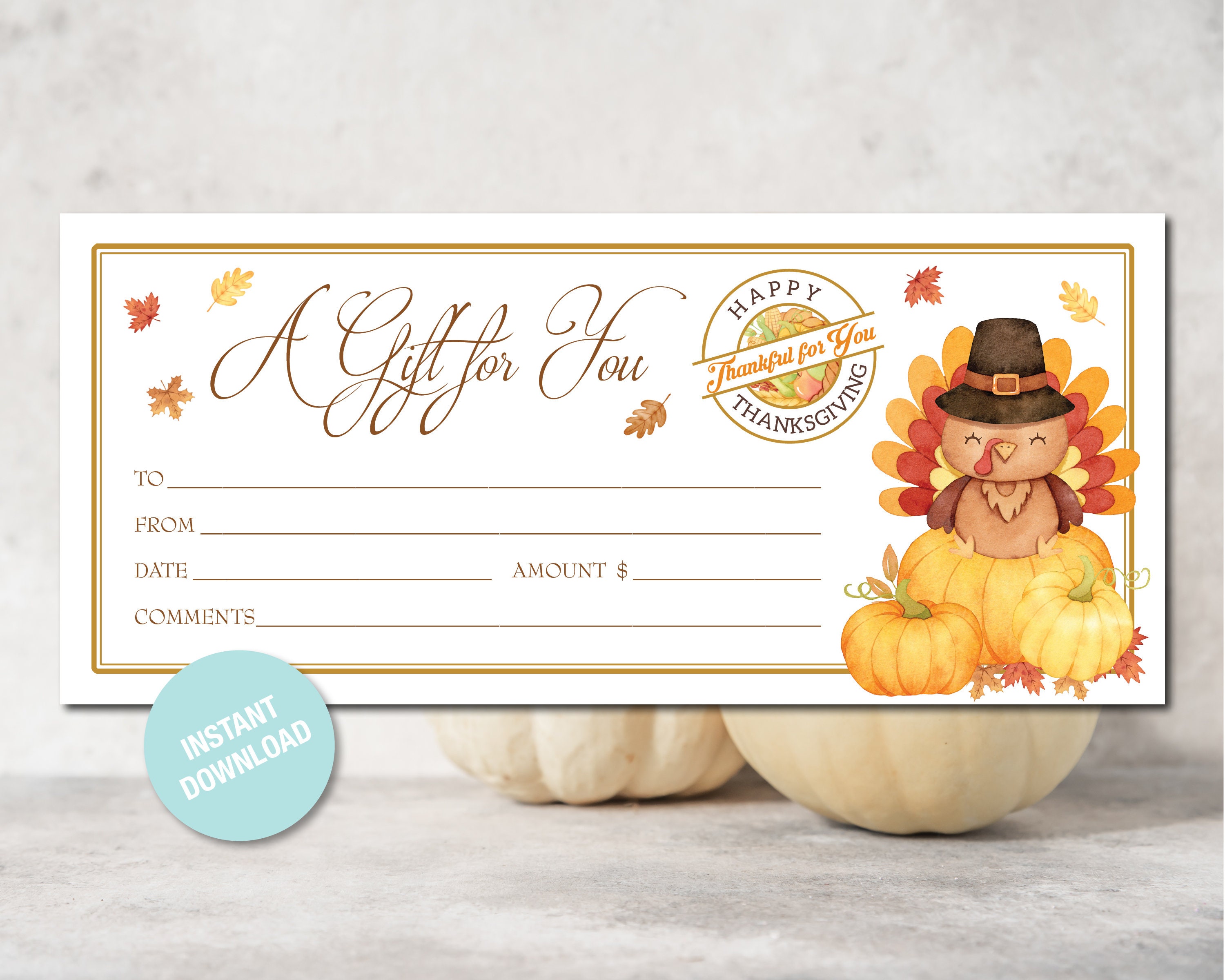 Printable Thanksgiving Gift Certificate | Friendsgiving Gift Card ...