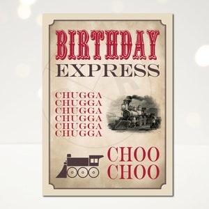 Vintage Train Birthday Party Printables, Poster Set, Train Party Decor ...