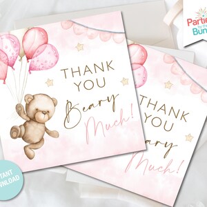 Teddy Bear Gift Tags, Teddy Birthday Party Printables, Thank You Tags ...