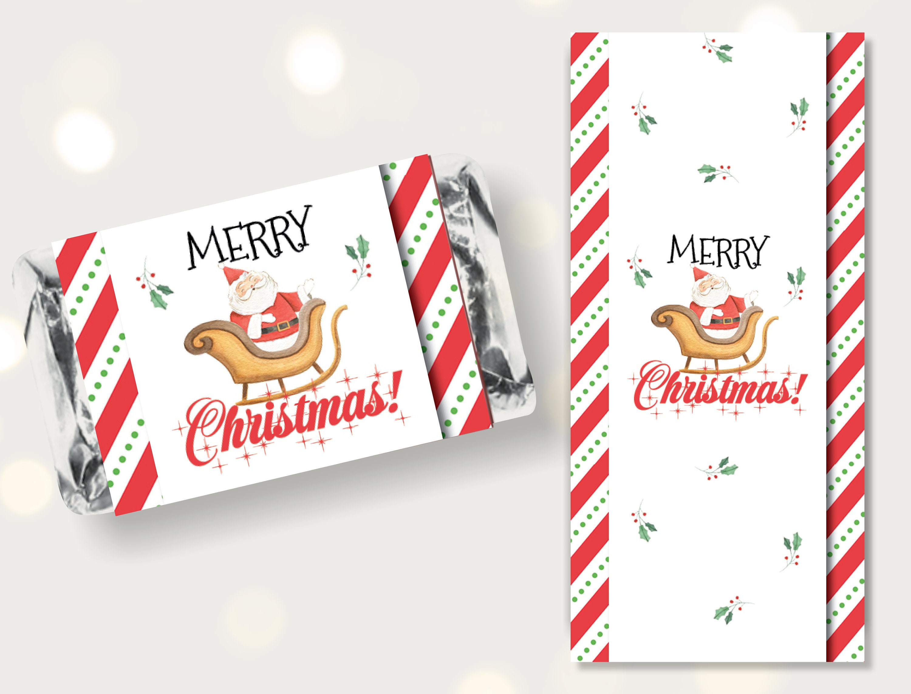 Santa Claus Mini Candy Bar Wrappers Christmas Favor Candy Bar - Etsy