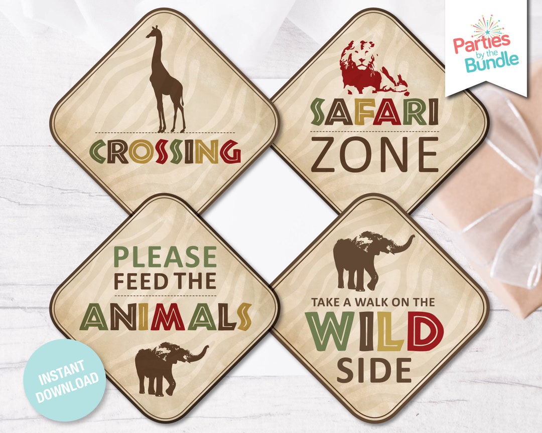 Jungle Safari Sign Set, Safari Party Decorations, Zoo Themed Birthday ...