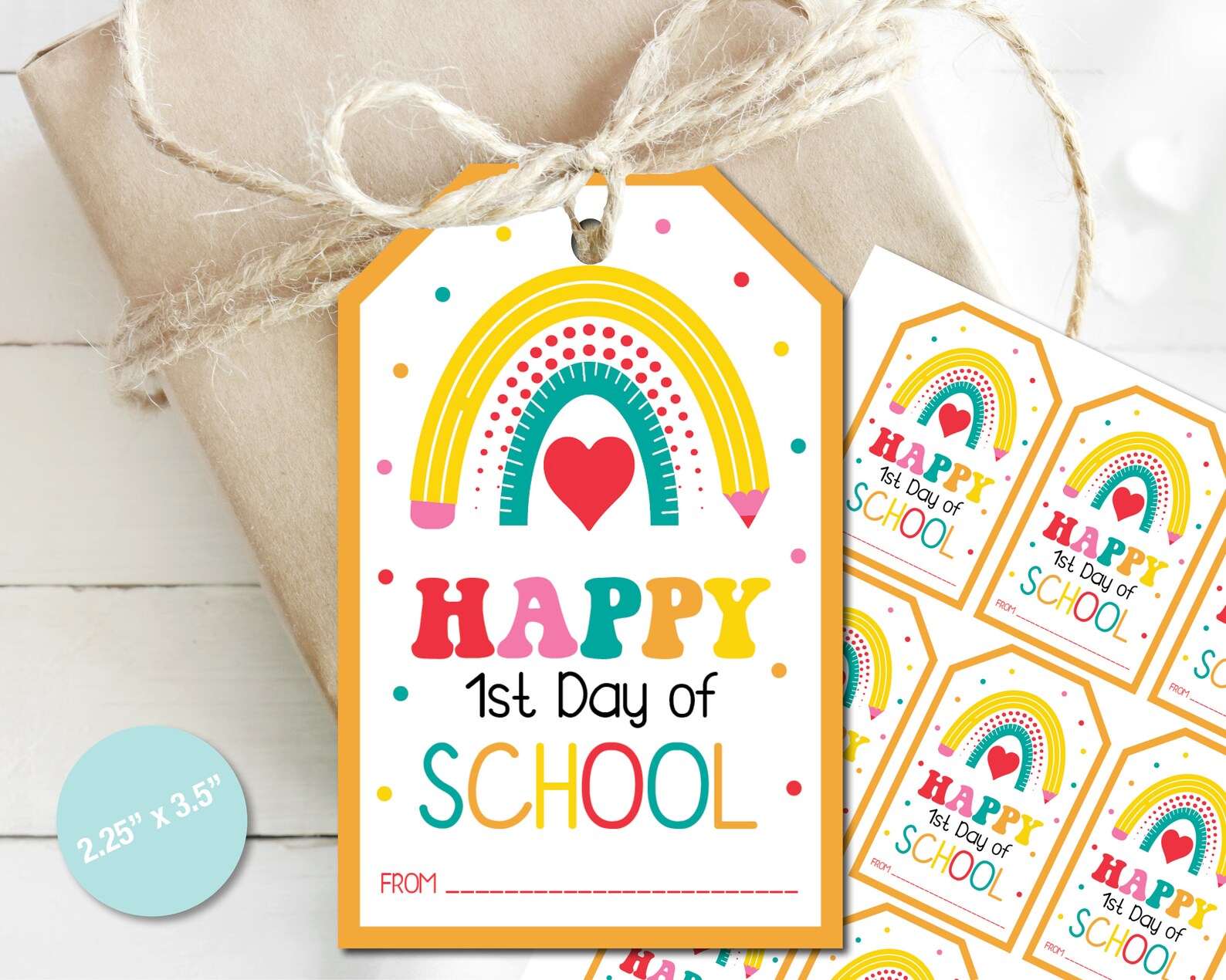 Back to School Gift Tag: Happy First Day Printable (instant Download ...
