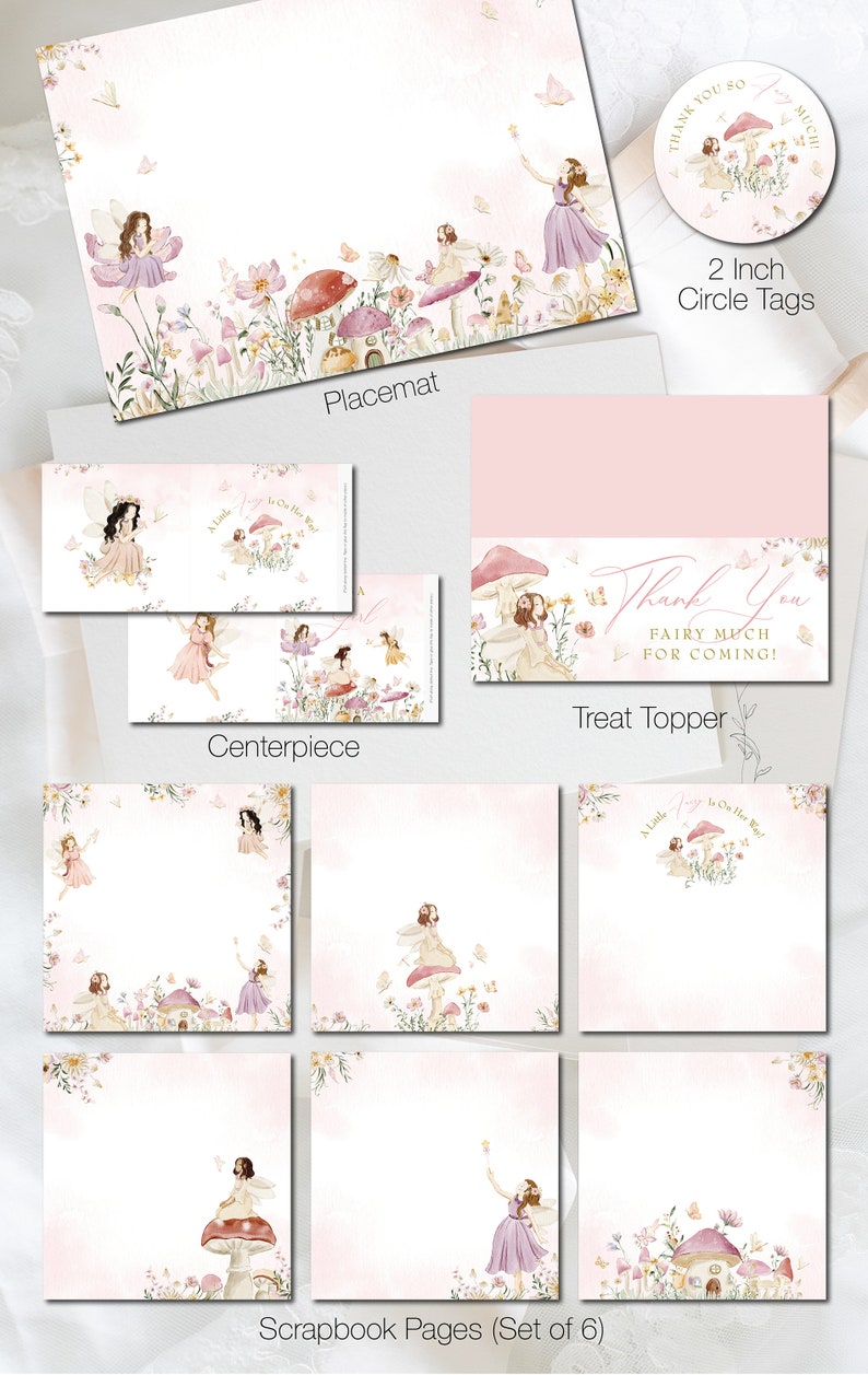 Fairy Printable Baby Shower Bundle Party Pack Kit Garden Fairy - Etsy