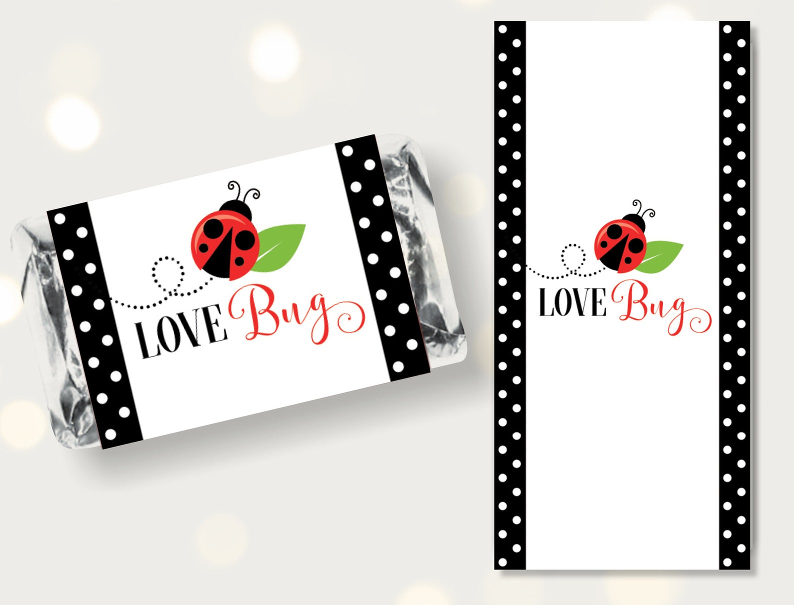 Ladybug Shower Favors, Ladybug Candy Bar Wrappers, Mini Candy Wrappers ...
