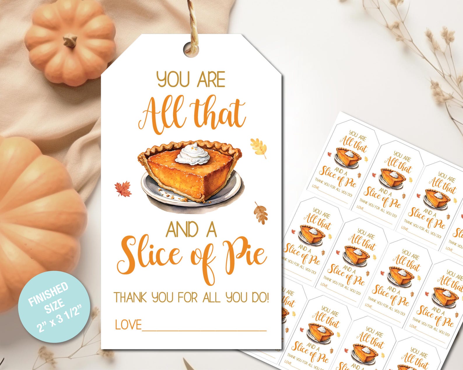Thanksgiving Gift Tag | Baked Goods Favor Card | All That and a Slice ...