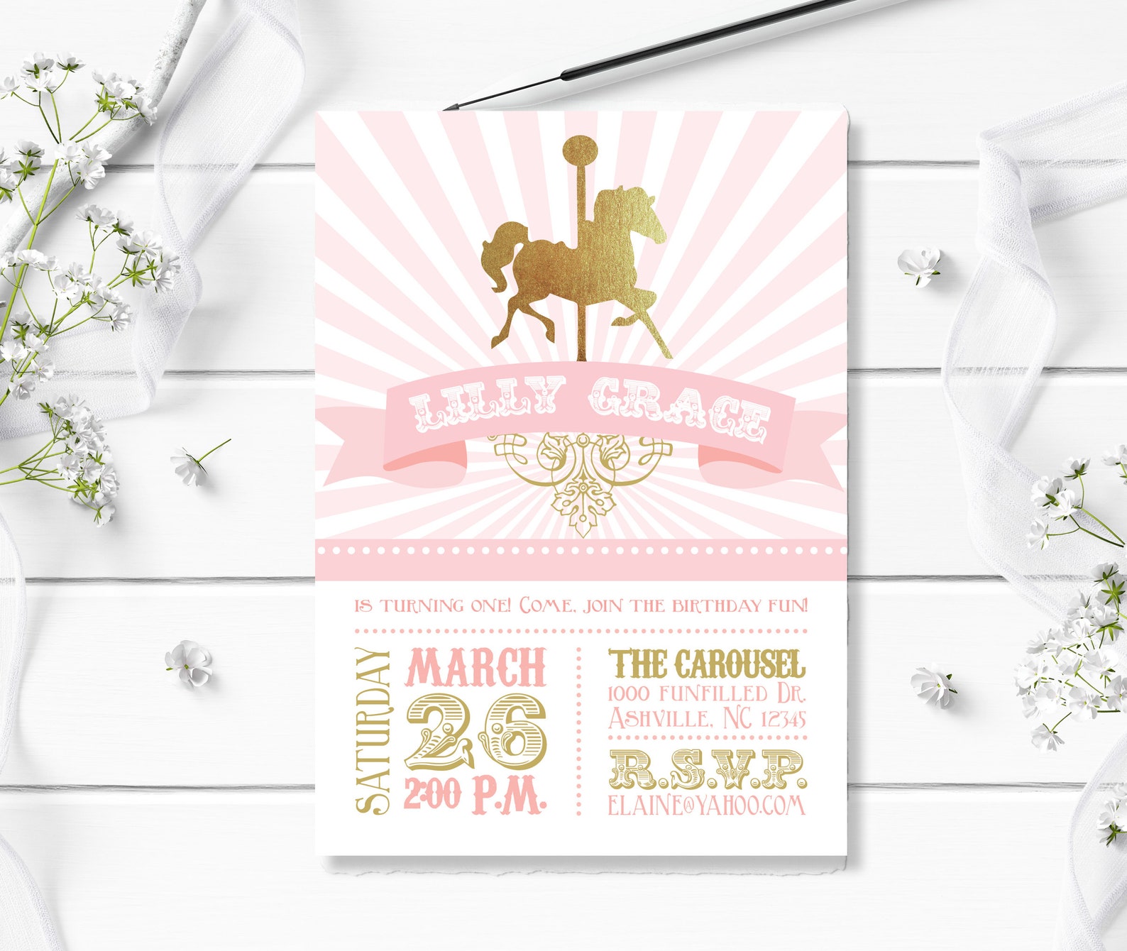 Carousel Birthday Invitation Carousel Birthday Birthday - Etsy