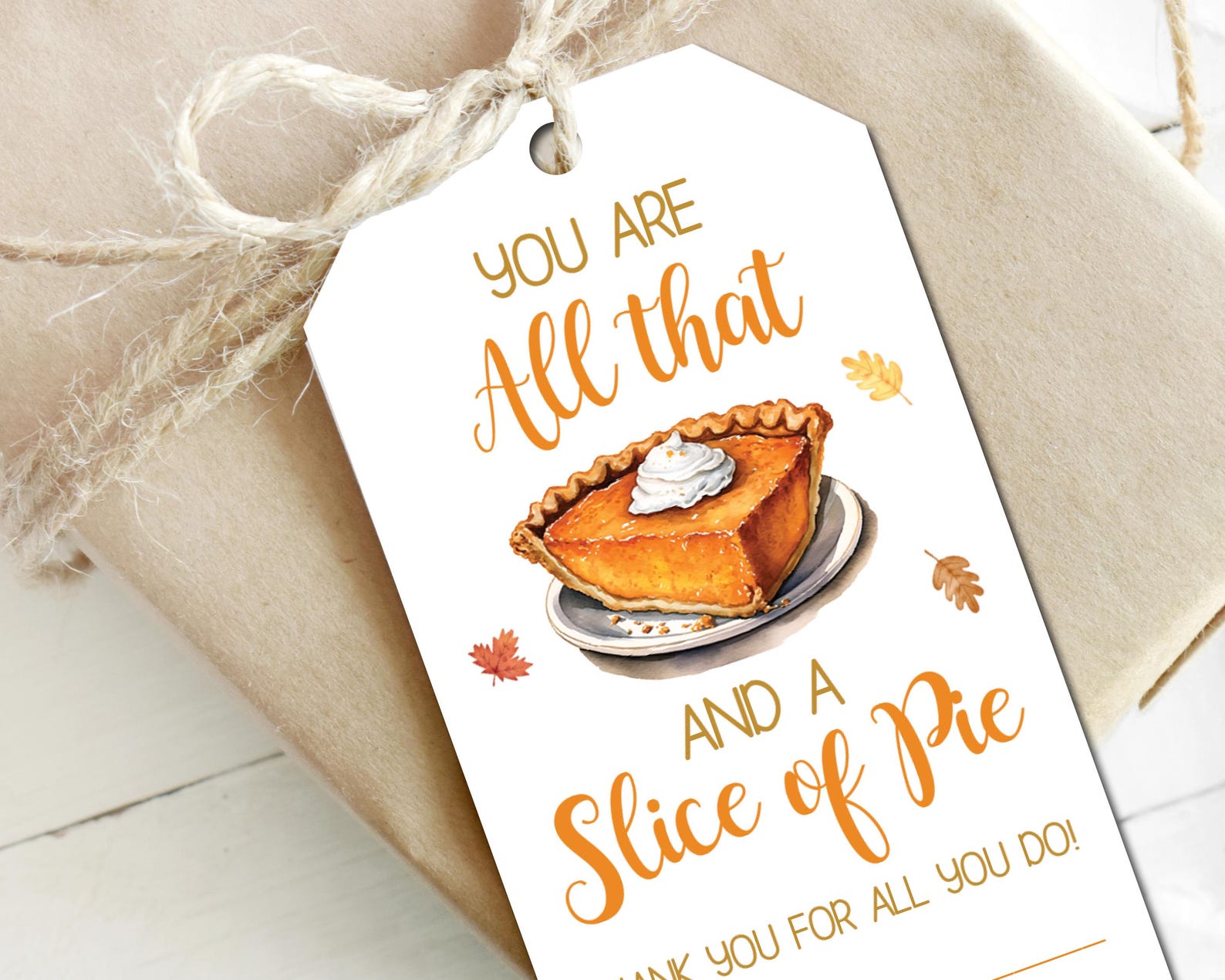 Thanksgiving Gift Tag | Baked Goods Favor Card | All That and a Slice ...