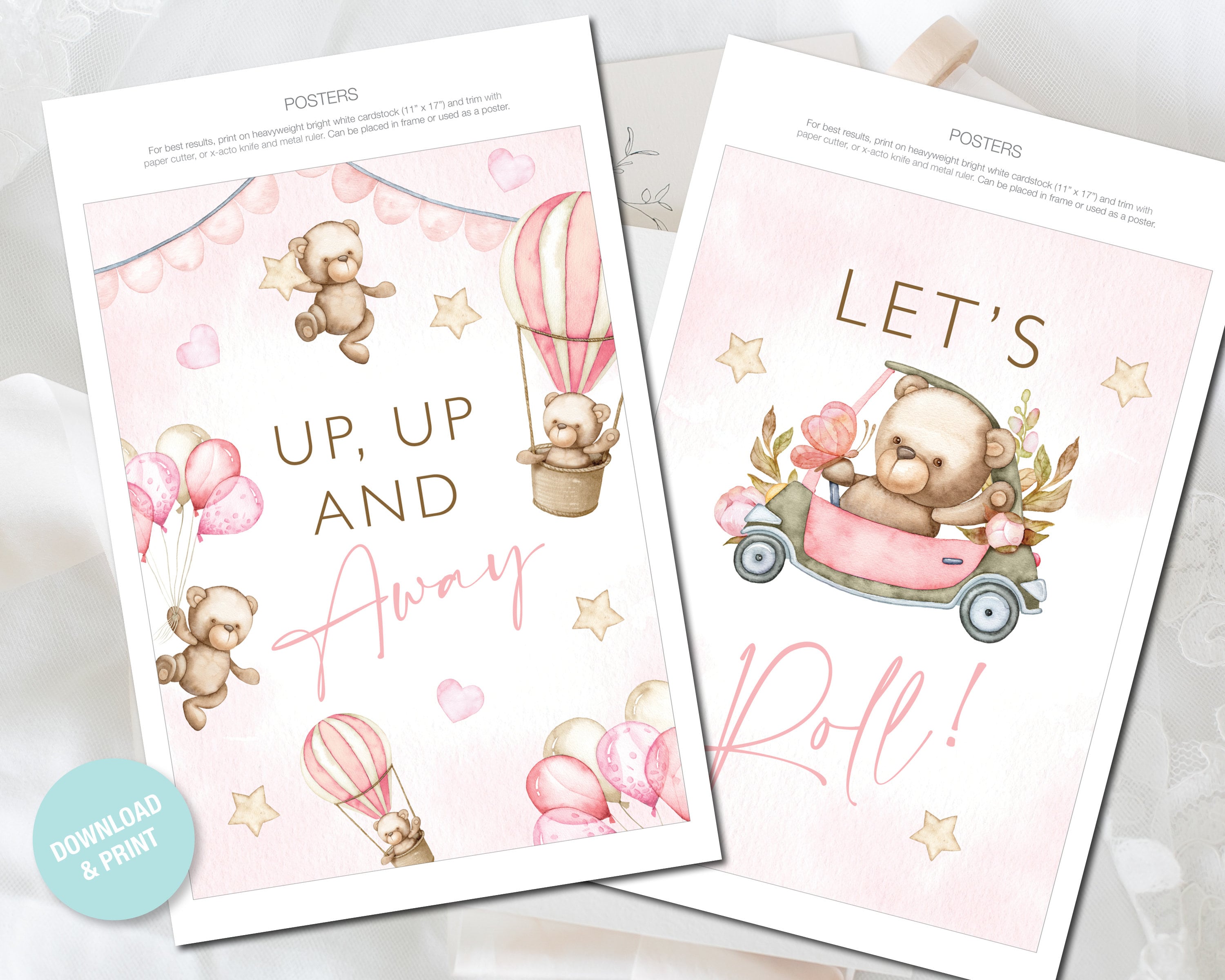 Teddy Bear Poster Set Pink Teddy Bear Party Decorations - Etsy