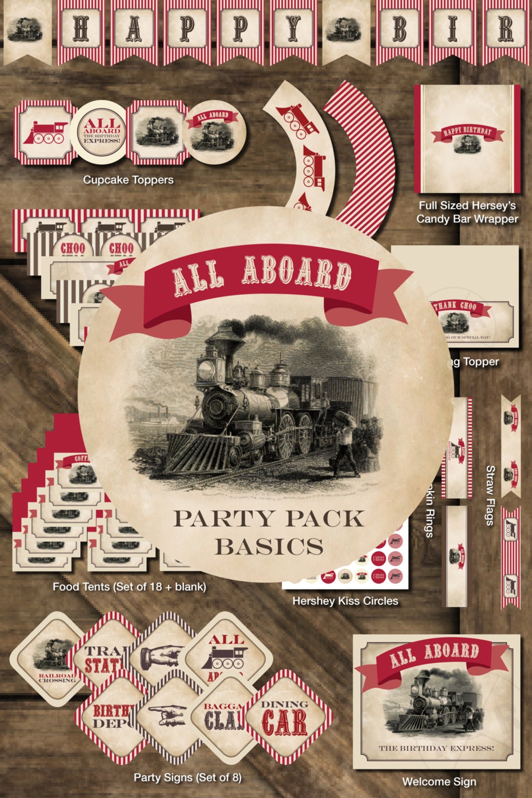 Train Printable Party, Train Birthday Party Printables, Train Birthday ...