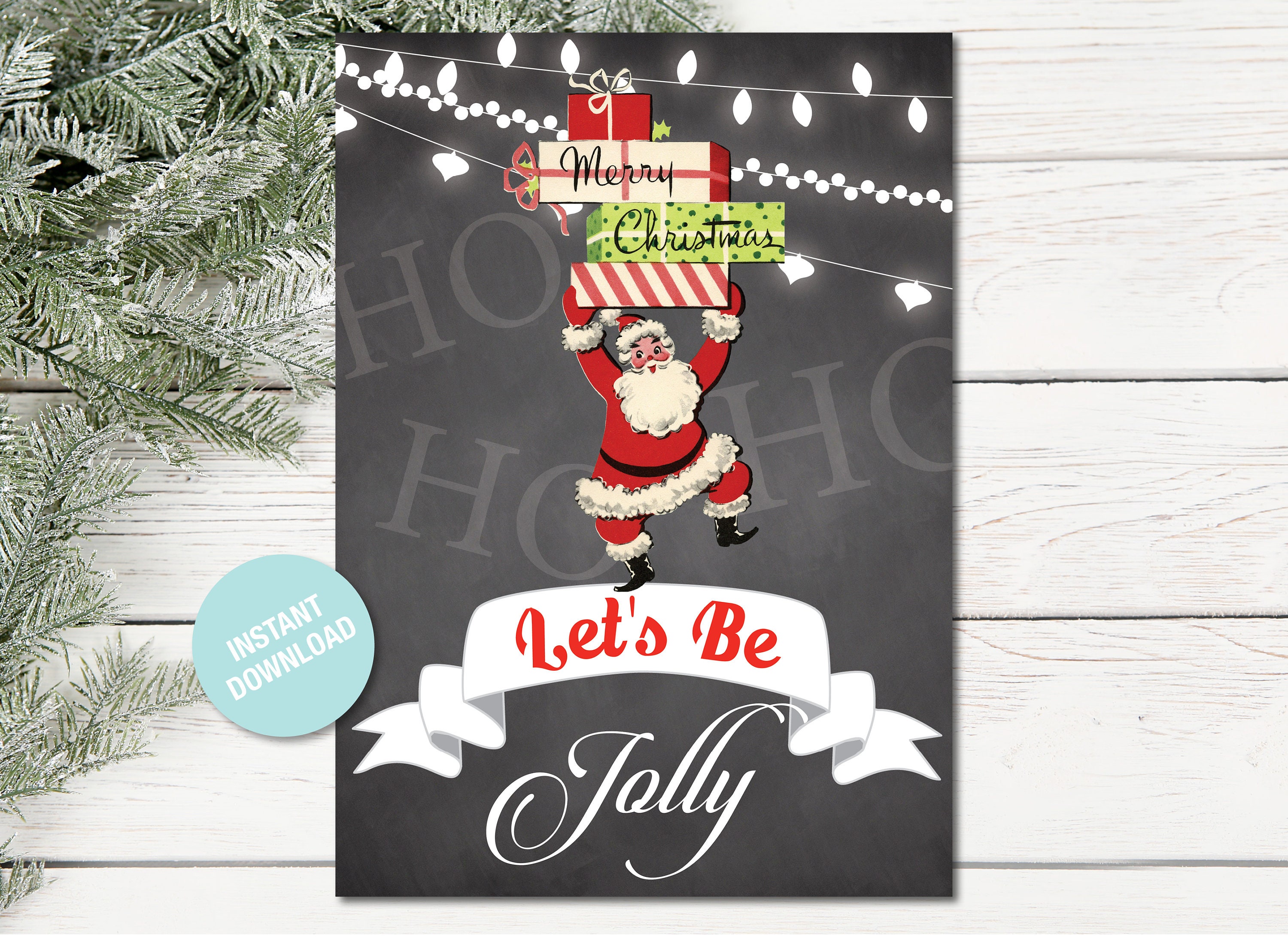 Santa Poster Set, Retro Santa Printables, Christmas Printables, Vintage ...