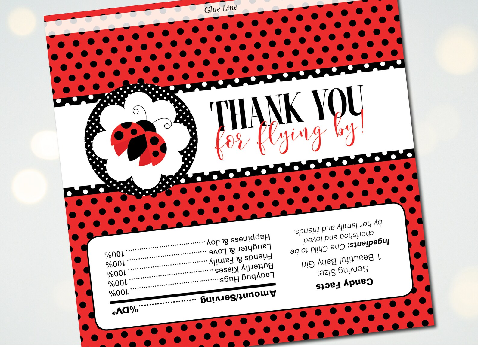 Ladybug Candy Bar Wrapper Baby Shower Printable Chocolate Bar Wrapper ...