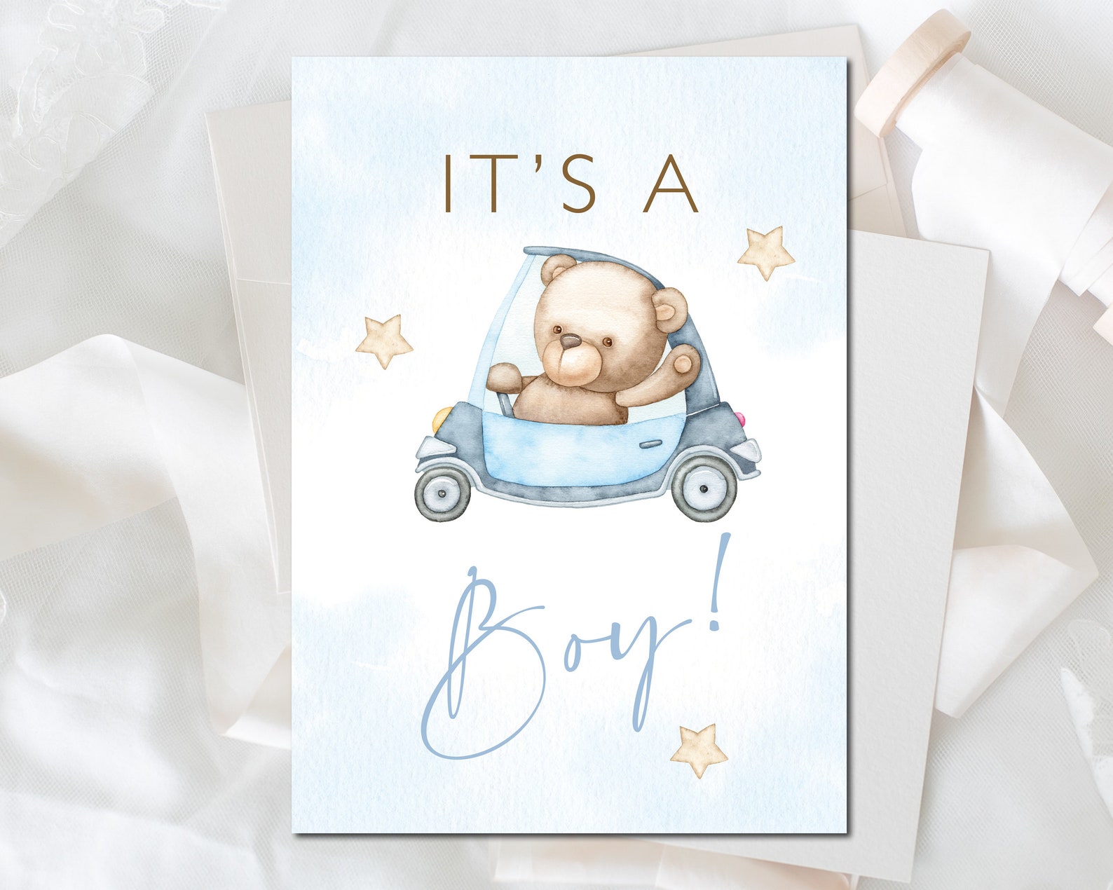 Teddy Bear Poster Set, Blue Teddy Bear Shower Decorations, Baby Shower ...