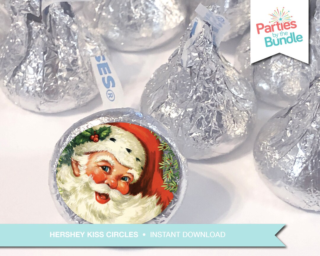 Santa Kiss Stickers, Christmas Kiss Circles, Santa Printables ...