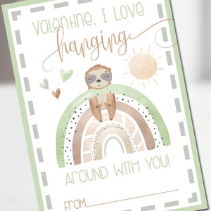 Printable Valentine's Day Gift Tag, Sloth Valentine Favor Tag ...
