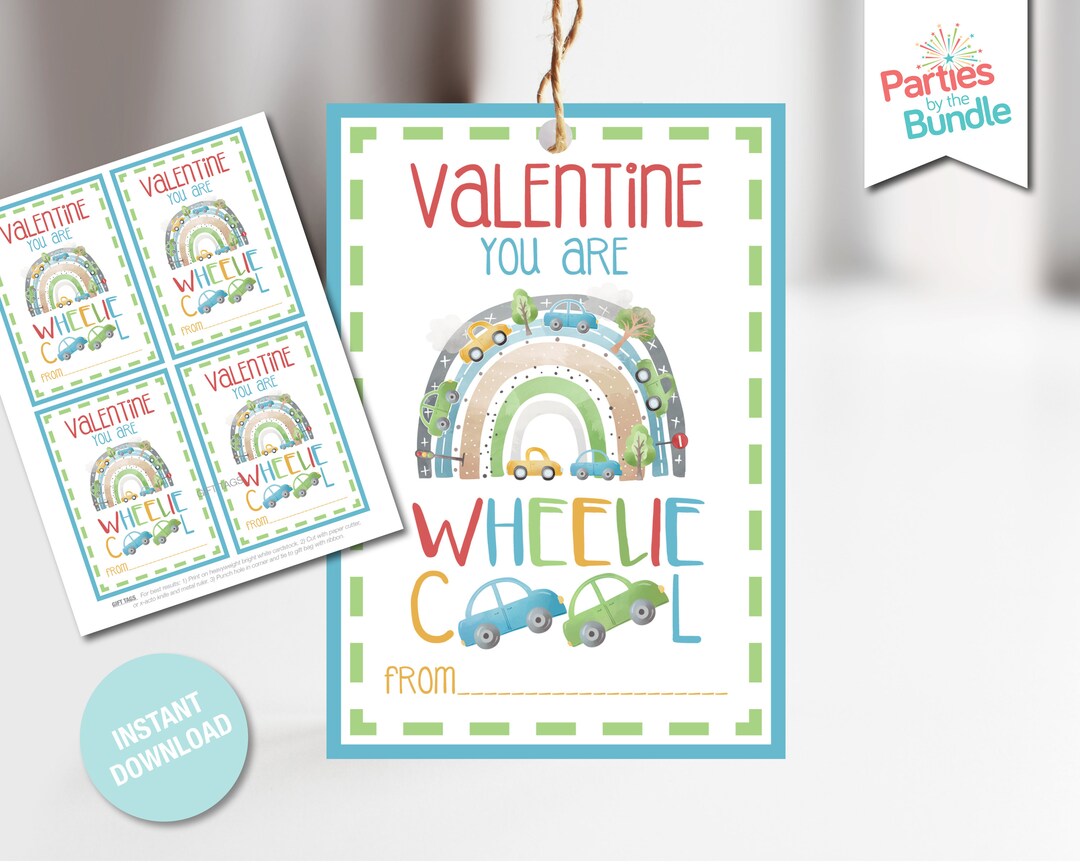 Printable Valentine's Day Gift Tag, Car Valentine Favor Tag, Printable ...