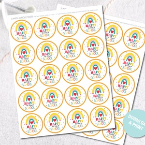 Back to School Circle Gift Tag | First Day of School Round Sticker ...
