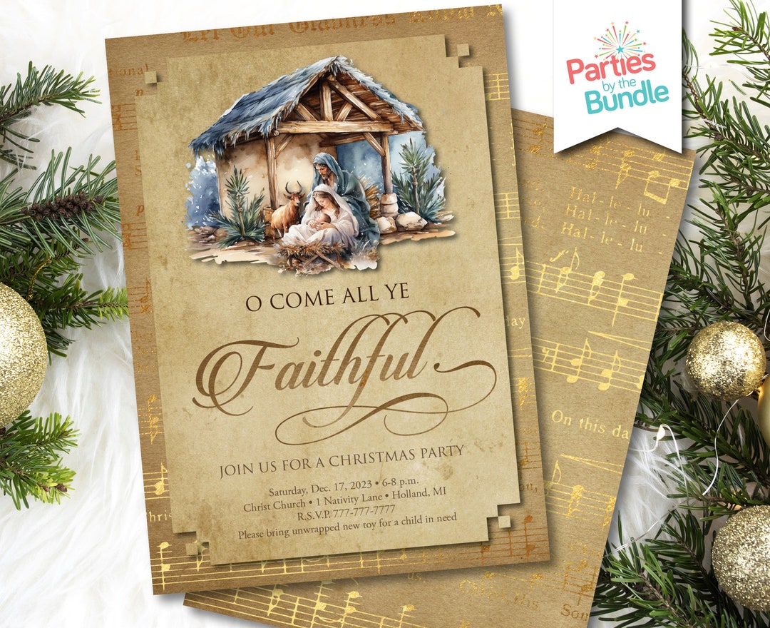 Nativity Christmas Invitation | Religious Holiday Invite | DIGITAL FILE ...