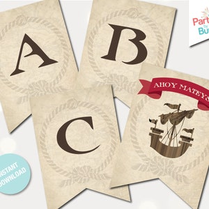 Pirate Birthday Party Printable Banner, Pirate Decorations, Birthday ...