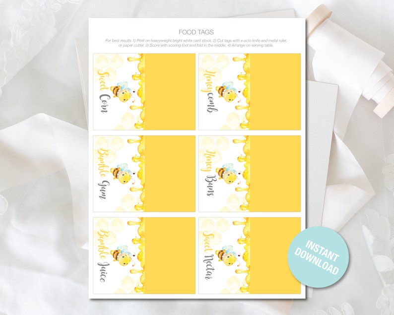 Bee Food Tags & Place Cards | Honey Bee Buffet Labels | Mommy to Bee ...