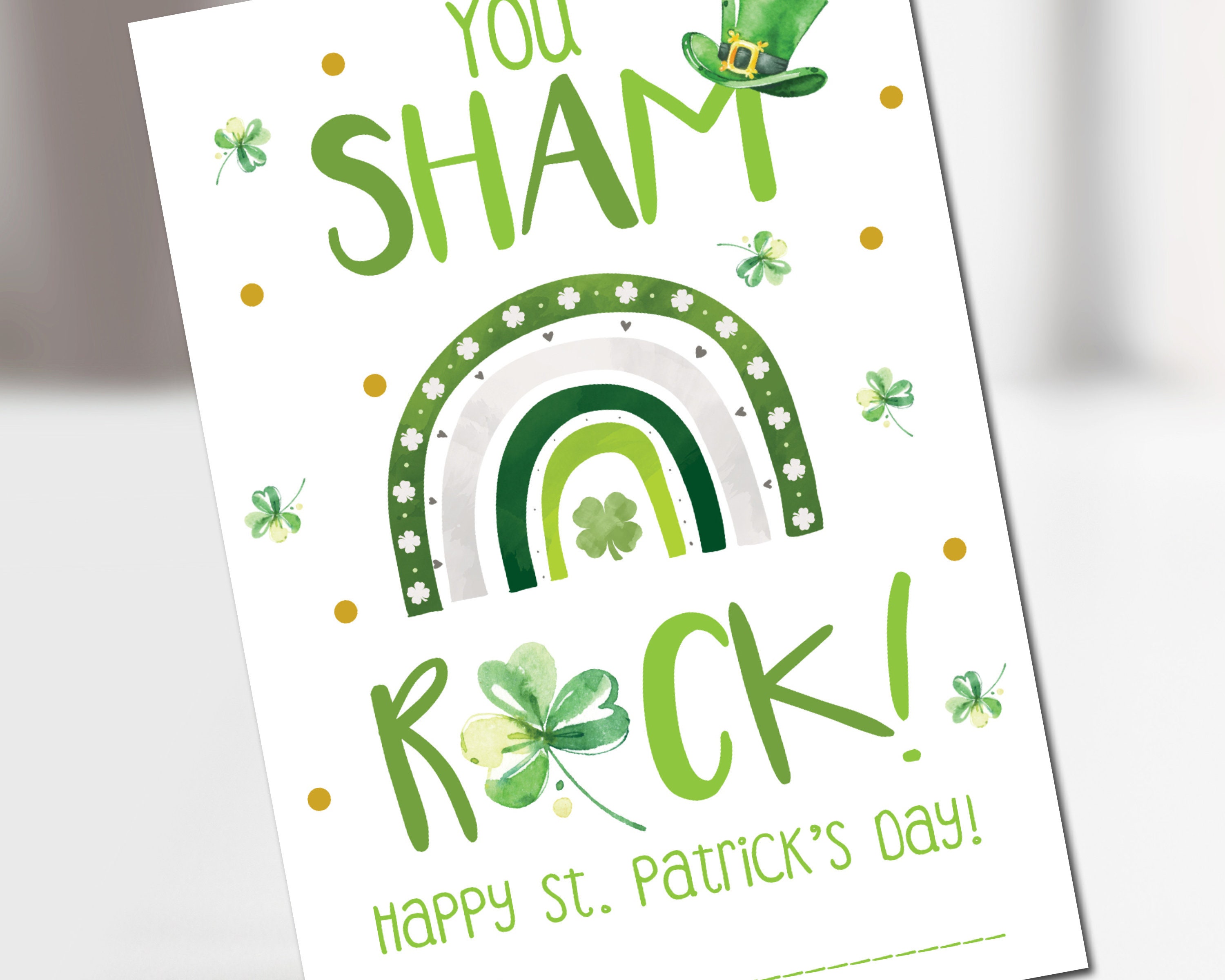 Printable St. Patrick's Day Gift Tag Shamrock Rainbow | Etsy