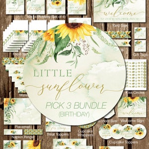 Sunflower Birthday Party Pack Kit Little Sunflower Party Package Fall ...