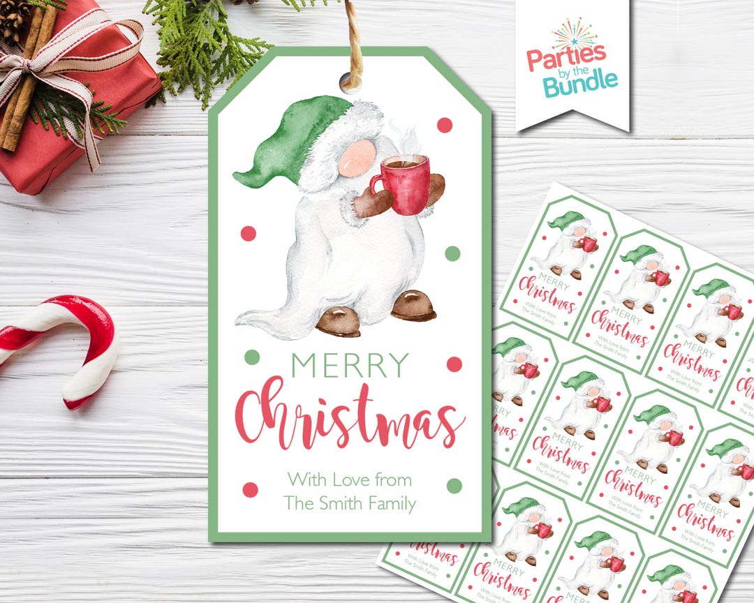 Christmas Gnomes Gift Tag | Printable Holiday Favor Label | DIGITAL ...
