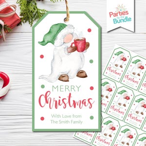 Christmas Gnomes Gift Tag | Printable Holiday Favor Label | DIGITAL ...