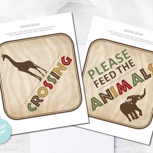Jungle Safari Party Signs: Zoo Animals Birthday Decor (instant Download ...
