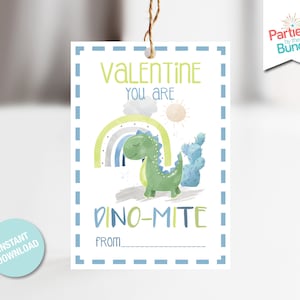 Printable Valentine's Day Gift Tag, Dinosaur Valentine Favor Tag ...