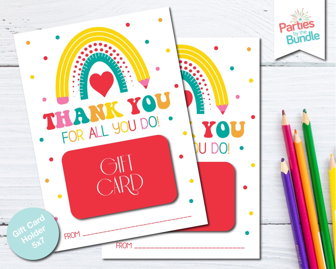 Teacher Appreciation Gift Card Holder: Printable Thank You Gift ...
