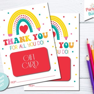 Teacher Appreciation Gift Card Holder: Printable Thank You Gift ...
