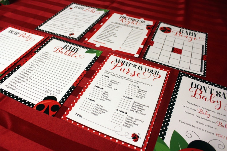 Ladybug Baby Shower Games Little Lady Baby Shower Games | Etsy