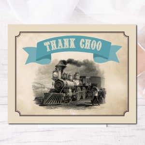 Vintage Train Thank You Note, All Aboard Thank You Card, Thank Choo ...