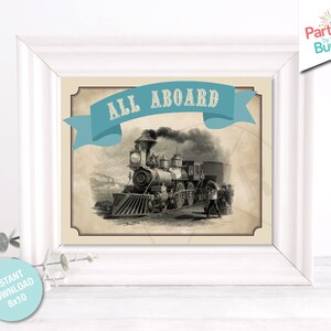 Vintage Train Baby Shower Decorations, Welcome Sign, Train Theme, Boy ...