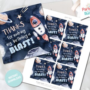 Space Birthday Gift Tags, Outer Space Party Printables, Thank You Tags ...