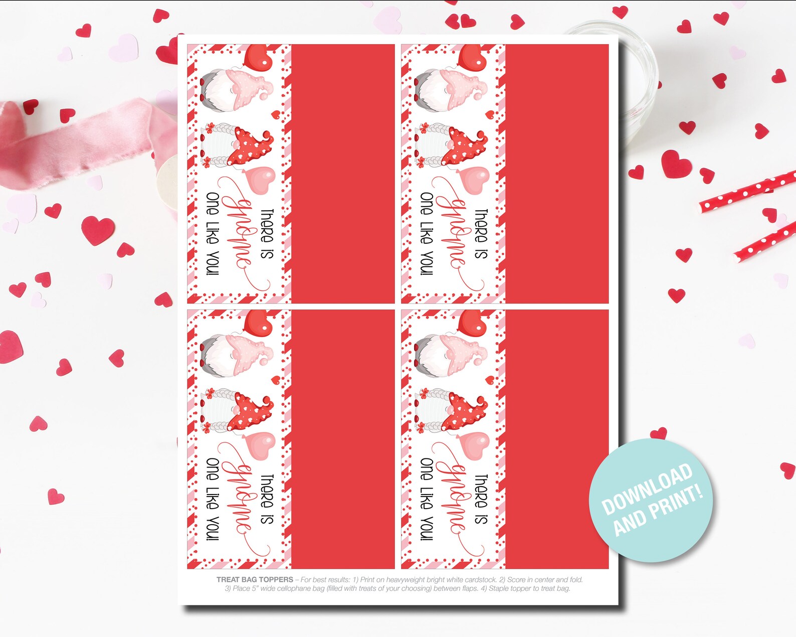 Valentine's Day Treat Topper There's Gnome One Like - Etsy