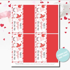 Valentine's Day Treat Topper, There's Gnome One Like You, Printable ...