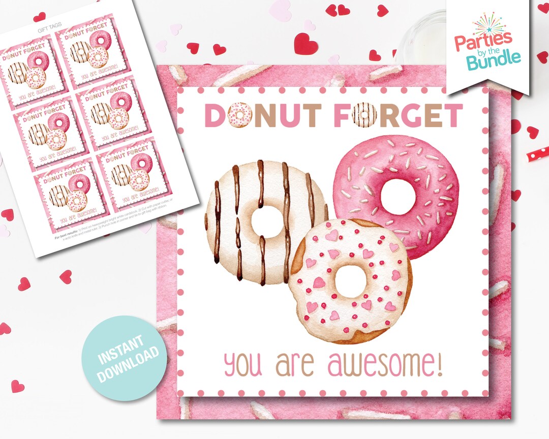 Printable Valentine’s Day Donut Gift Tag | You’re Sweet Donut Party ...