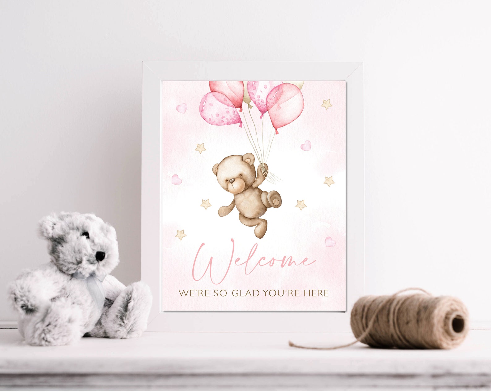 Teddy Bear Welcome Sign Pink Teddy Bear Shower Decorations | Etsy
