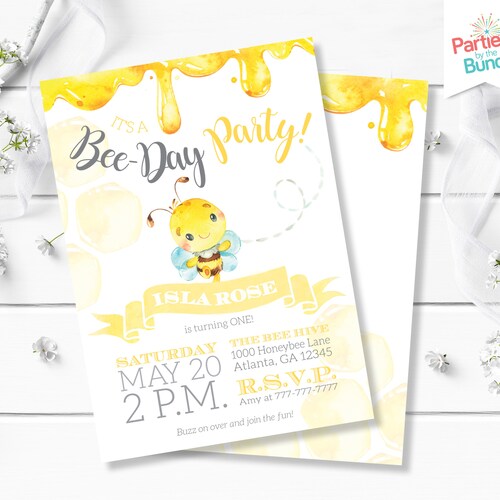 Happy Bee Day Birthday Party Invitation - Etsy