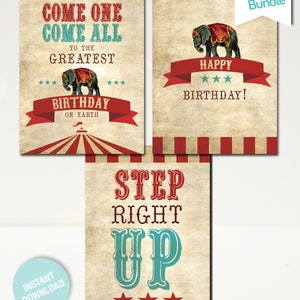 Circus Birthday Party Printable Poster Set Circus Decorations Greatest ...